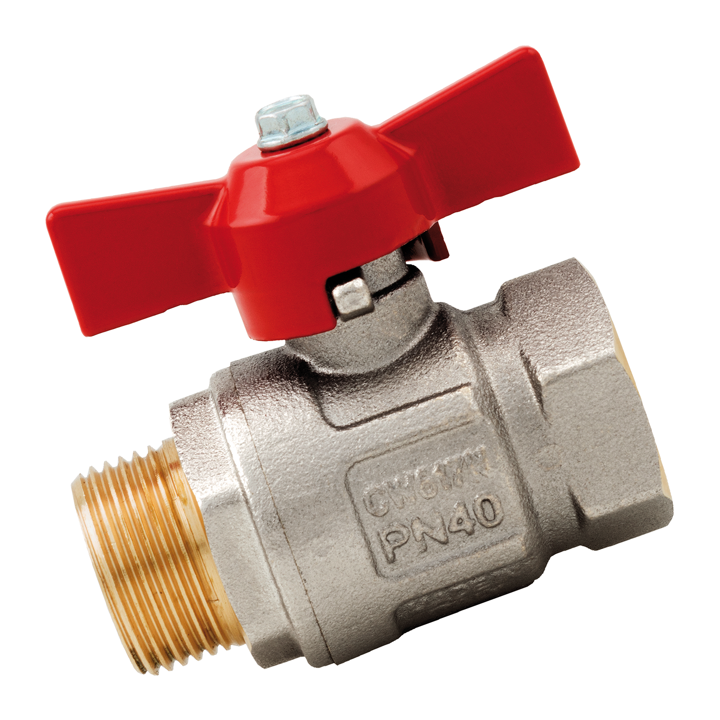 ITAP IT093-1 ITAP 1" BSPP BRASS BALL VALVE WING HANDLE NICKEL PLATED ...