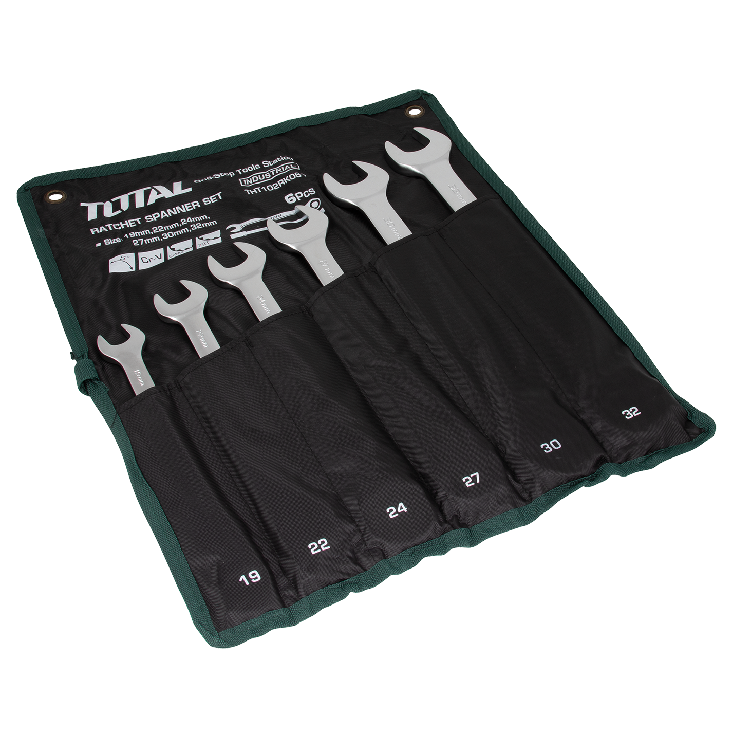 Total Tools THT102RK061 TOTAL TOOLS RATCHET SPANNER SET, 1 SIZE 19-32MM ...