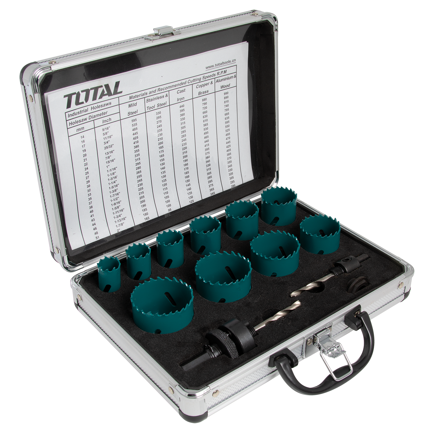 Total Tools TACSH1121 TOTAL TOOLS BI-METAL HOLE SAW SET, 12 PIECES ...