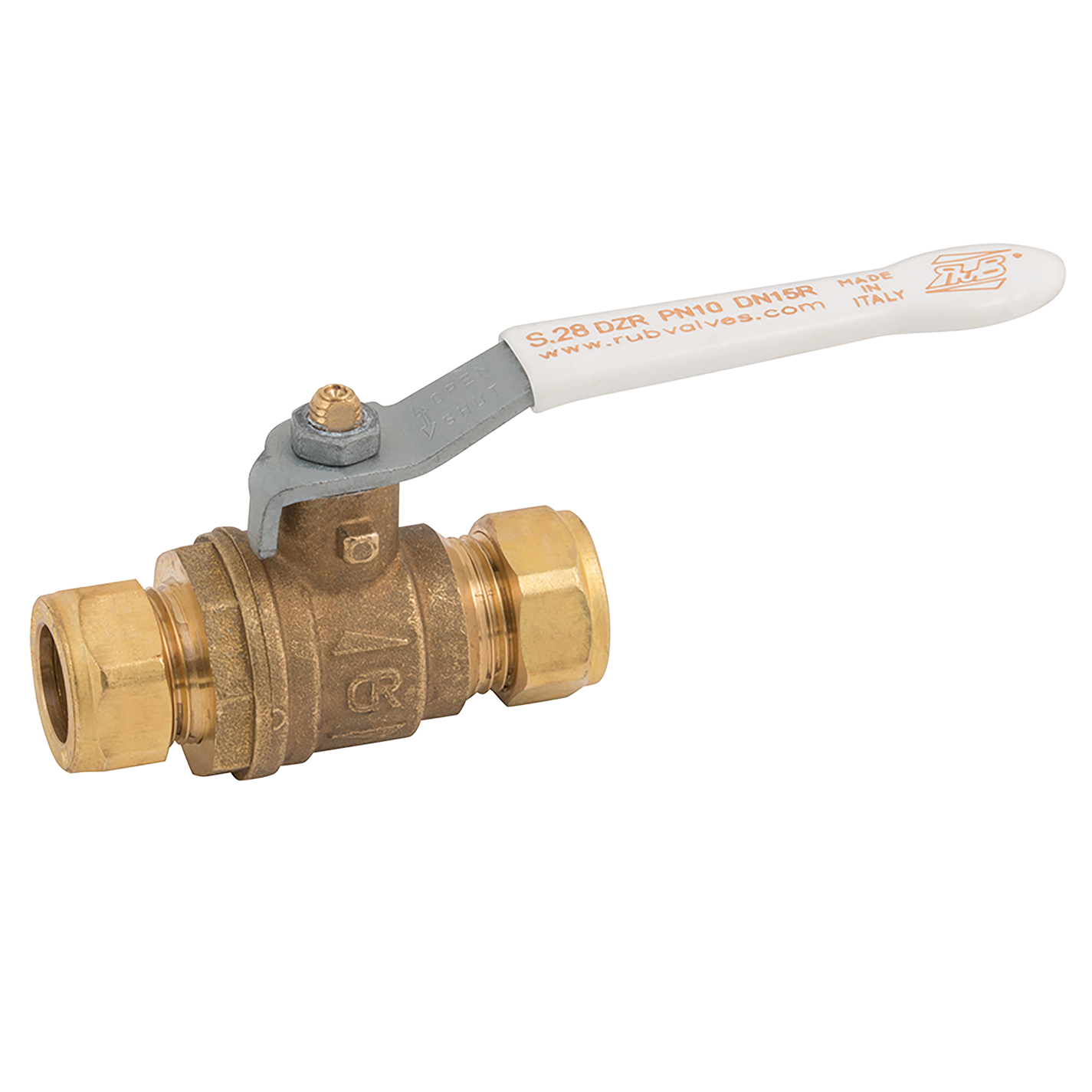 RUB Valves BV28-28 RUB VALVES 28MM OD BRASS BALL VALVE WHITE HANDLE ...