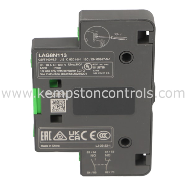 Schneider LAG8N113 SCHNEIDER AUX CONTACT BLOCK 1NO + 1NC, SIDE MOUNT ...