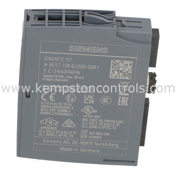 Siemens 6ES7134-6JD00-0DA1 SIEMENS SIMATIC ET 200SP, ANALOG INPUT MODULE, CC00 COLOR CODE ...