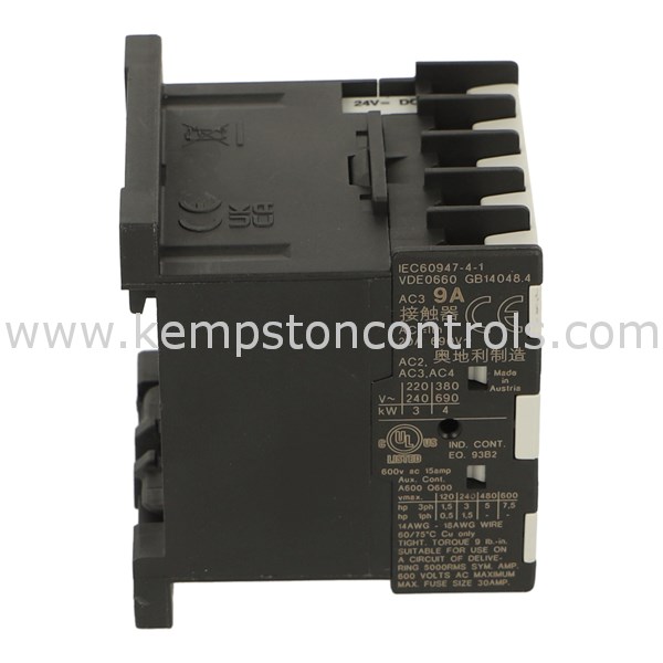 IMO MB09-S-10=24 IMO MINI CONTACTOR 3 POLE OPEN 4KW9A AC3, 1 NORMALLY OPEN AUX,24V DC ...