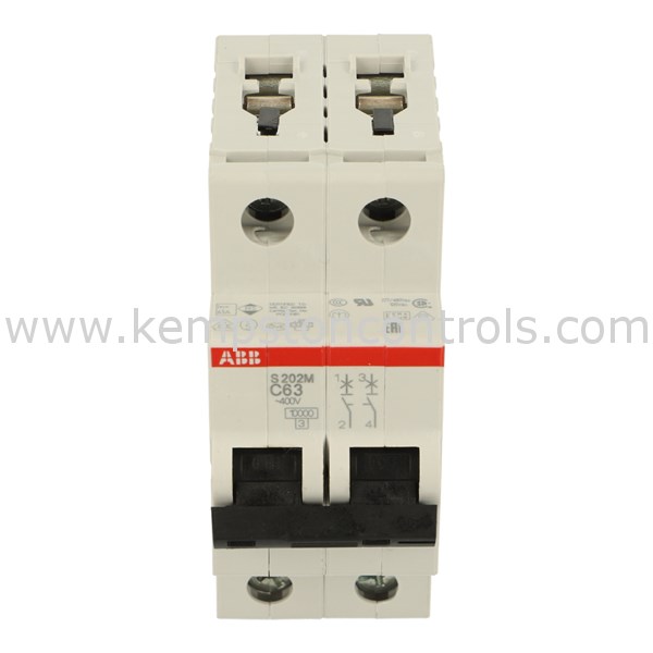 ABB 2CDS272001R0634 ABB MINIATURE CIRCUIT BREAKER, 2 POLE, TYPE C, 63A, 10KA | Kempston Controls