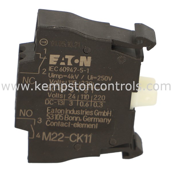 Eaton Moeller M22-CK11 MOELLER AUX CONTACT BLOCK 1NO+1NC | Kempston Controls