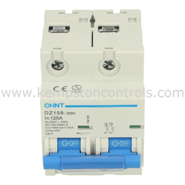 CHINT DZ158-2-125 CHINT MCB, HIGH CURRENT, 54MM WIDE, 2 POLE, 100A ...