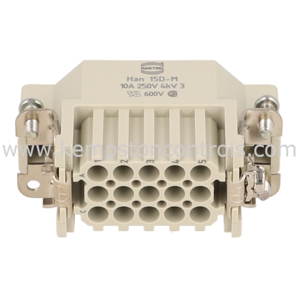 HARTING 09210153001 CONNECTOR INSERT MALE 15 WAY, 10A 250V | Kempston ...