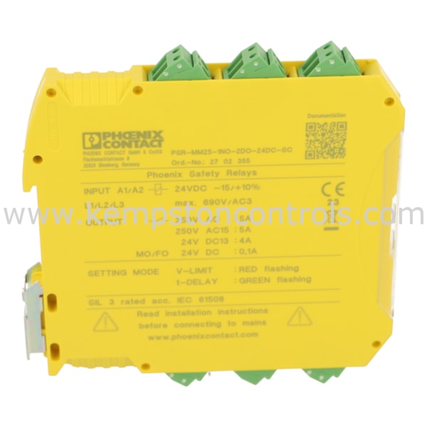 Phoenix 2702355 PHOENIX SAFETY RELAY MODULE, 3 PHASE, DC/AC MOTORS ...