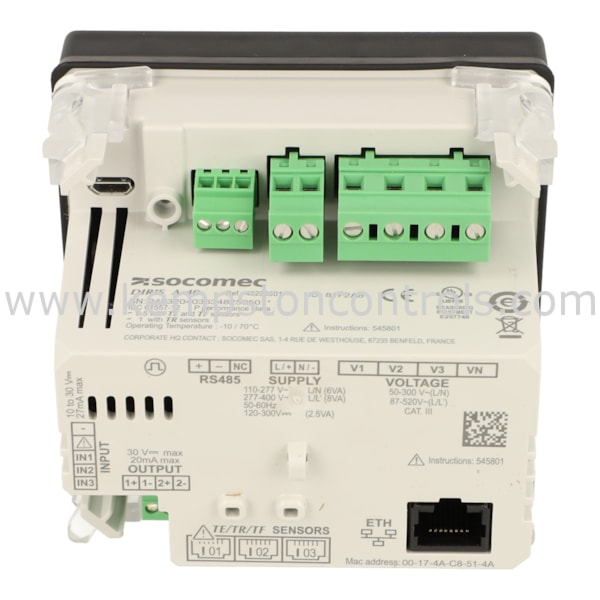 Socomec 4825 0501 POWER METERING AND MONITORING DEVICE, 110-400VAC 50 ...