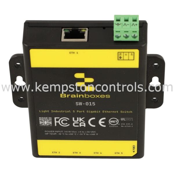 Brainboxes SW-015 BRAINBOXES 5 PORT GIGABIT ETHERNET SWITCH | Kempston ...
