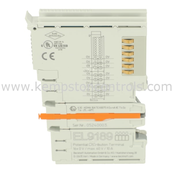 Beckhoff EL9189 BECKHOFF POTENTIAL DISTRIBUTION TERMINAL, 16 X 0VDC | Kempston Controls