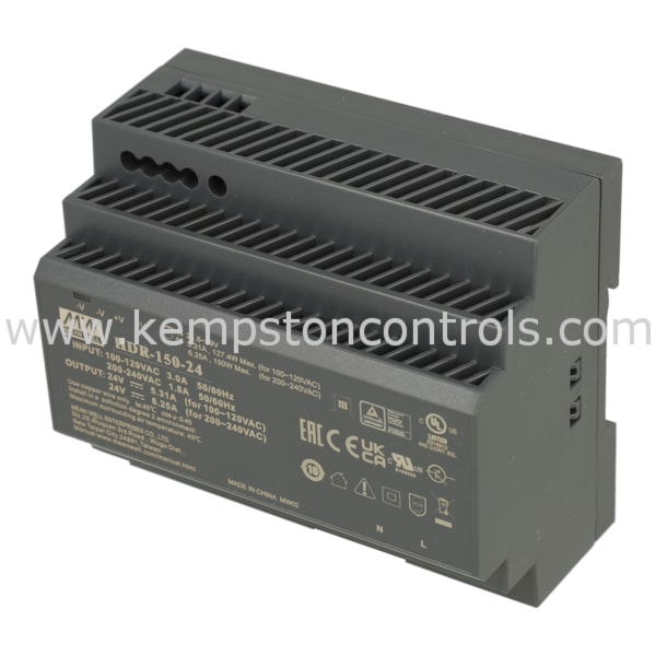Meanwell HDR-150-24 MEANWELL POWER SUPPLY, 150W, 24VDC OUTPUT VOLTAGE, 6.25A OUTPUT CURRENT, DIN ...