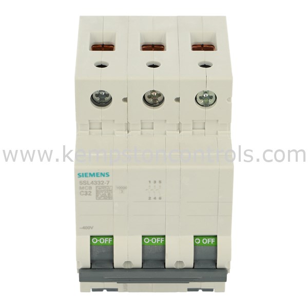 Siemens 5SL4332-7 SIEMENS MINIATURE CIRCUIT BREAKER 400 V 10KA, 3-POLE, C, 32 A | Kempston Controls