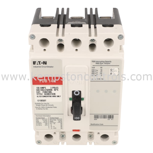 Eaton FDB3100L EATON FDB3100L SER C 100A 14KA TPMC | Kempston Controls