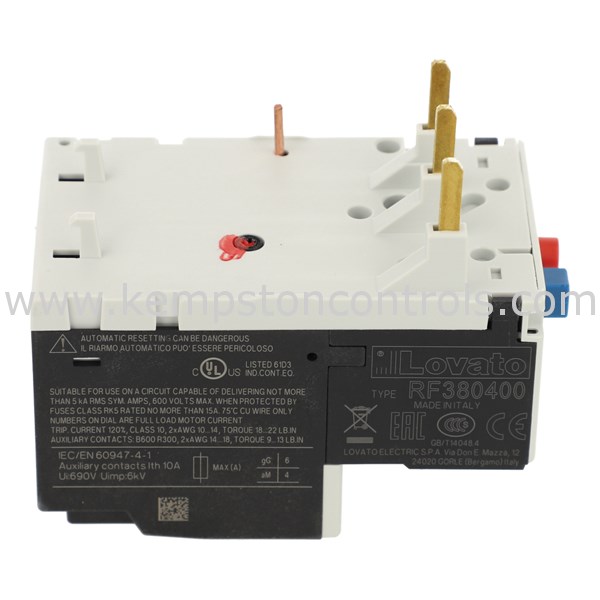 Lovato RF380400 LOVATO OVERLOAD RELAY, 2.5-4 AMP BF09A-BF38A | Kempston ...
