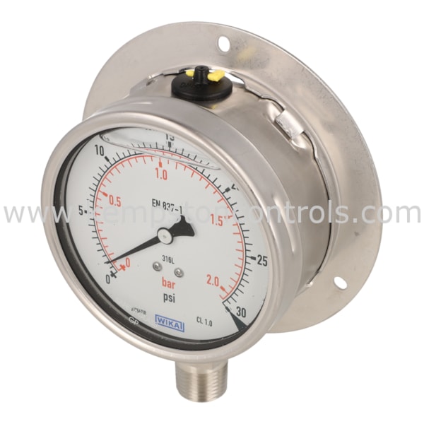 WIKA 233.50.30 WIKA BOURDON TUBE PRESSURE GAUGES, STAINLESS STEEL SERIES, SCALE RANGE 0-30 PSI ...