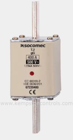 Socomec 685200100 SOCOMEC, KNIFE-EDGE FUSE WITH STRIKER, GG TYPE NH S0 ...