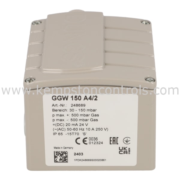 Dungs 248689 DUNGS GGW 150 A4/2, DIFFERENTIAL GAS PRESSURE SWITCH, 30-150MB, VER AU-M-MS9-V0-VS3 ...