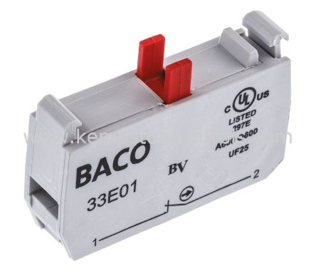 Baco 33E01 BACO 33E10, CONTACT BLOCK, N/C, SCREW TERMINALS, MAX 600V ...