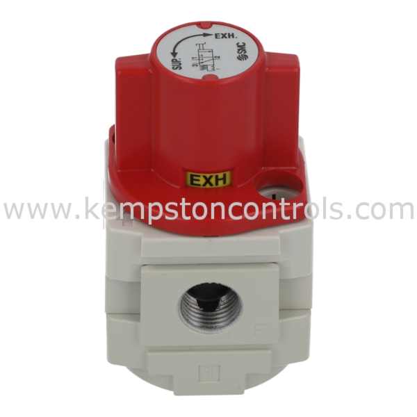 SMC VHS20-F02-S-D SMC PRESSURE RELIEF 3 PORT VALVE, G1/4", 20 BODY SIZE, RED, LEFT TO RIGHT FLOW ...