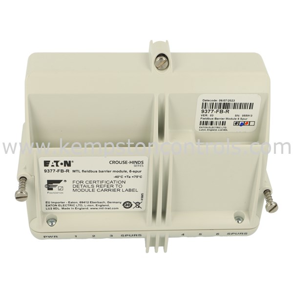 Eaton MTL 9377-FB-R EATON MTL FIELDBUS BARRIER MODULE, PLUGGABLE, 6 SPUR | Kempston Controls