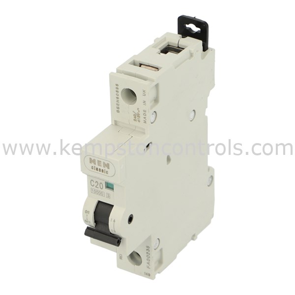 MEM Classic MCH120 MEMSHIELD 2, MCB, CIRCUIT BREAKER, 20A, 10KA, TYPE C, SINGLE POLE, 18MM WIDTH ...