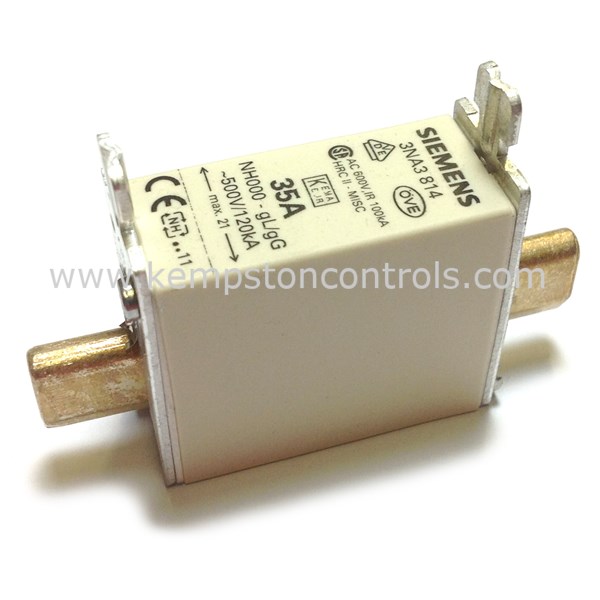 Siemens 3NA3814 SIEMENS FUSE 500V NH00 GL-GG 35A | Kempston Controls
