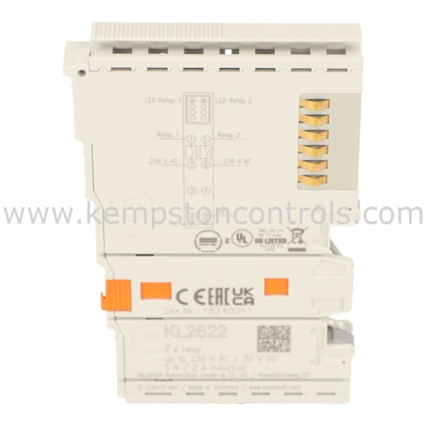 Beckhoff KL2622 BECKHOFF 2 RELAY OUTPUTS 230VAC 2A NO 4 WIRE SYSTEM ...
