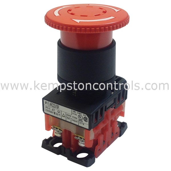 Fuji AR22V0R-02R PUSHBUTTON EM-STOP PUSH-LOCK, TURN-RESET (SOFT TOUCH 40MM DIA WHITE ARROW) 2NC ...