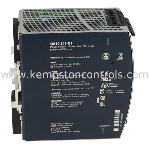 Puls QS10.241-D1 PULS DIN-RAIL POWER SUPPLIES, SINGLE PHASE INPUT, 24V ...