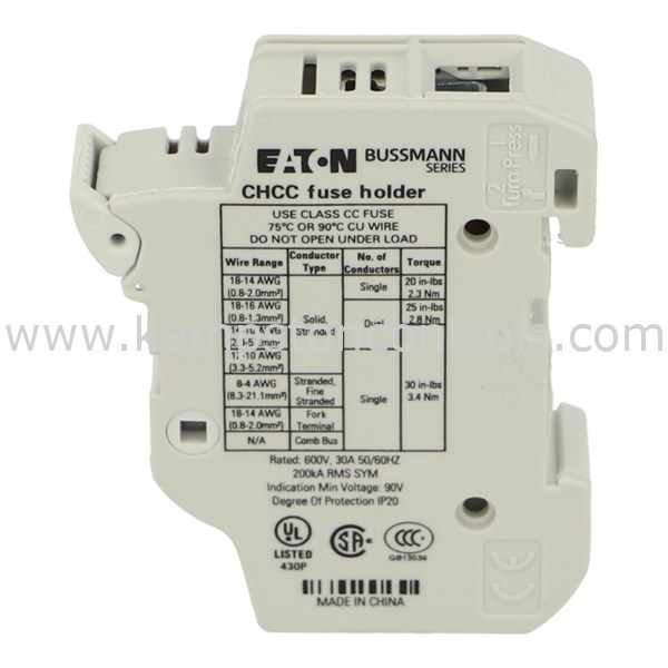 Bussmann CHCC1DIU BUSSMANN 1P 10X38 MFH 30A 600V CLASS CC INDICATOR ...