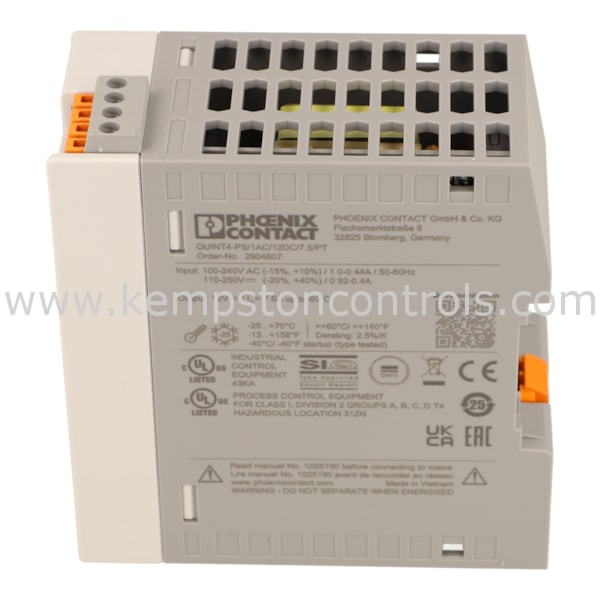 Phoenix 2904607 PHOENIX PRIMARY-SWITCHED POWER SUPPLY UNIT, 1-PHASE ...