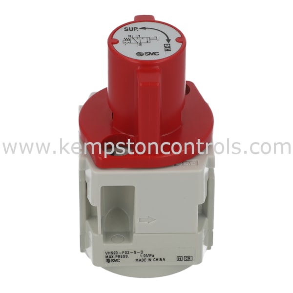 SMC VHS20-F02-S-D SMC PRESSURE RELIEF 3 PORT VALVE, G1/4", 20 BODY SIZE, RED, LEFT TO RIGHT FLOW ...
