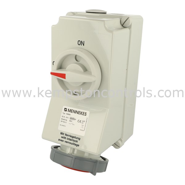 Mennekes 5608A MENNEKES RED DUO INTERLOCKED SOCKET IP67 32A 5P 400V 6H ...