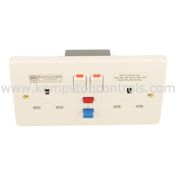 MK Electric K6231WHI MK ELECTRIC SOCKET 2 GANG SWITCHED SINGLE POLE RCD ...