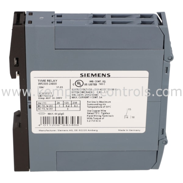Siemens 3RP2505-2AB30 SIEMENS TIMING RELAY, MULTIFUNCTION 1 CHANGE-OVER ...