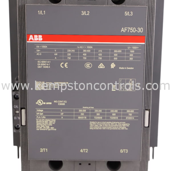ABB 1SFL637001R7011 ABB AF750-30-11-70 CONTACTOR 3P 400KW 750A AC3 ...
