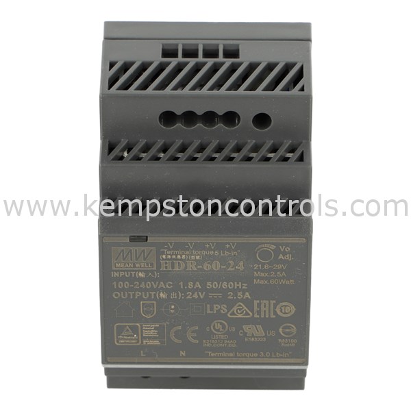 Meanwell HDR-60-24 MEANWELL POWER SUPPLY UNIT, DIN RAIL, 85-264VAC 120 ...