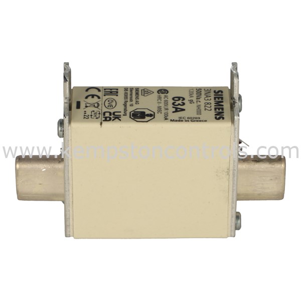 Siemens 3NA3822 SIEMENS HRC FUSE CAT GG SIZE 000 63A | Kempston Controls