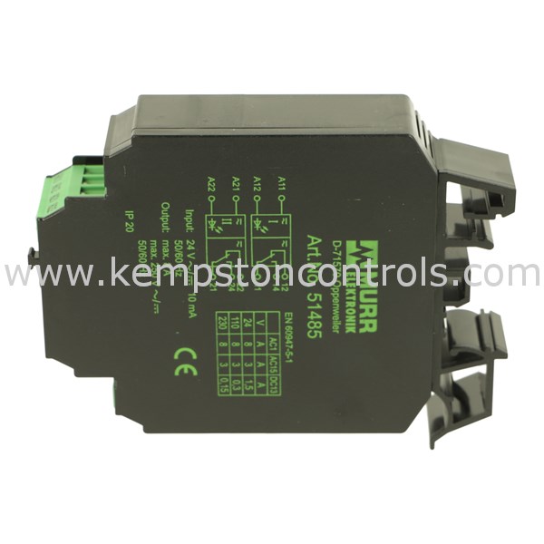MURR 51485 MURR RM-21/24V AC/DC KL.BZ.N.EN OUTPUT RELAY IN: 24 VAC/DC ...
