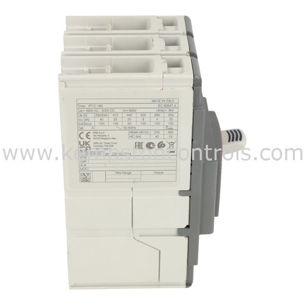ABB 1SDA067398R1 ABB MCCB TMAX XT1C 160 IN=125A ICU=25KA@415VAC FIXED ...