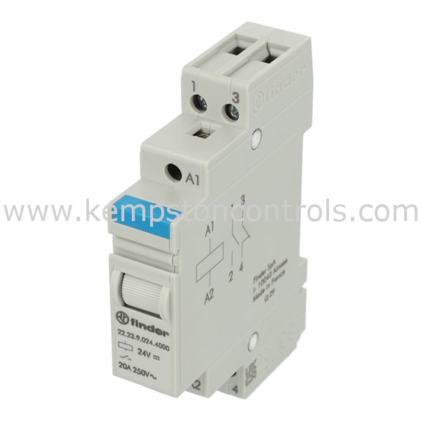 Finder 22.23.9.024.4000 FINDER MODULAR MONOSTABLE RELAY 20A 24VDC ...