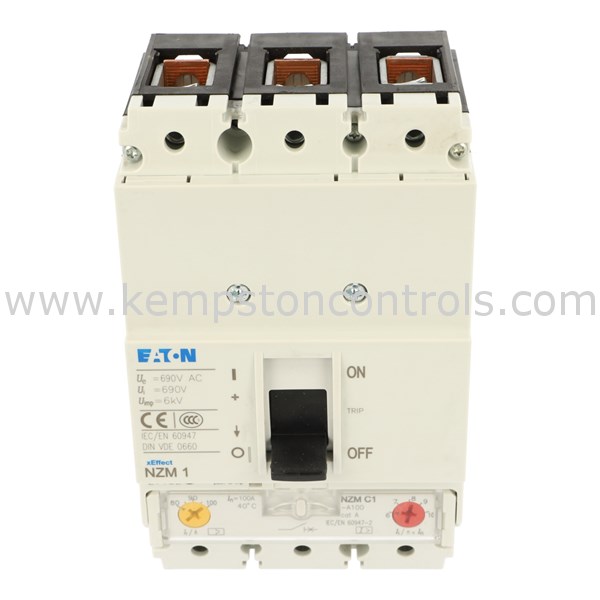 Eaton Moeller NZMC1-A100 MOELLER MCCB 3 POLE, 100A (80-100A), 36KA | Kempston Controls