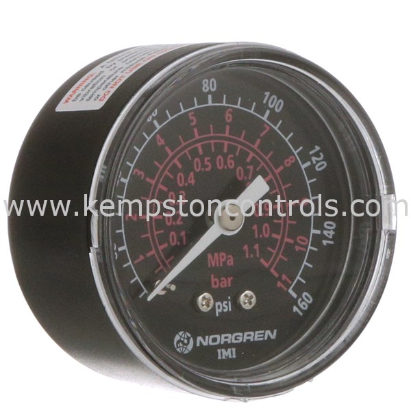Norgren 18-015-209 NORGREN PRESSURE GAUGE, 0-160 PSI, 1/4 NPT CENTER ...