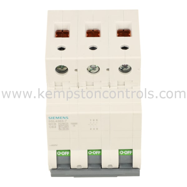 Siemens 5SL4363-7 SIEMENS MINIATURE CIRCUIT BREAKER 400 V 10KA, 3-POLE, C, 63 A | Kempston Controls