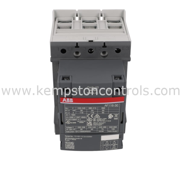 ABB 1SFL427001R1300 ABB AF116-30-00-13 CONTACTOR, 3 POLE, 55KW, 116A AC3, COIL 100-250V50/60HZ ...