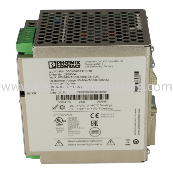 Phoenix 2938604 PHOENIX DIN RAIL POWER SUPPLY UNIT 24 V DC/10 A ...