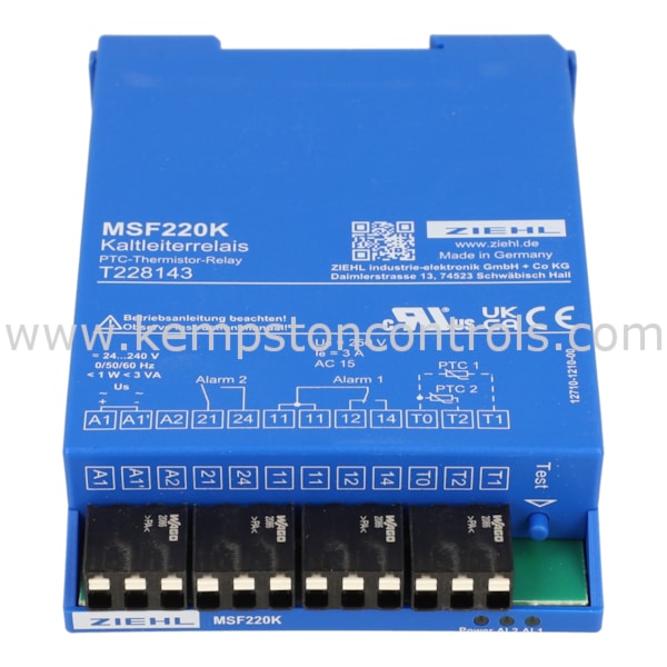 Other T228143 ZIEHL PTC-RESISTOR RELAY, 24-240VAC/DC, TYPE MSF220K, FOR ...