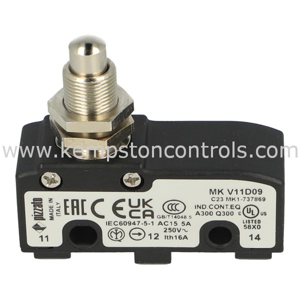 Pizzato MK V11D09 PIZZATO MICROSWITCH, M10X0.75 THREADED PLUNGER, 1NO ...