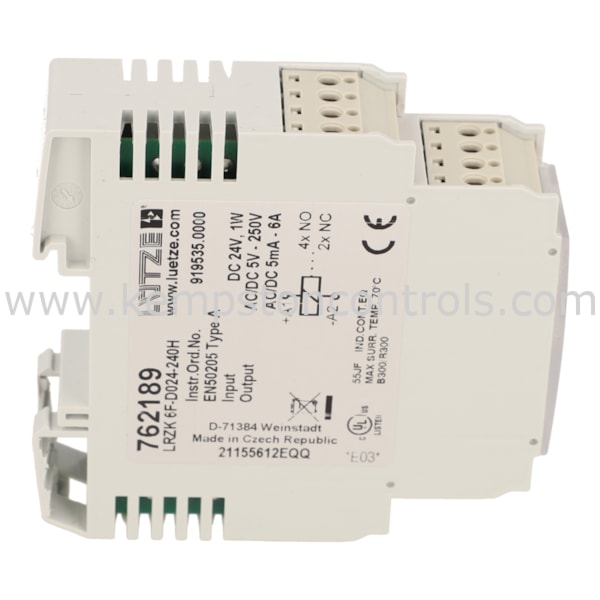 Lutze 762189 LUTZE RELAY MODULE WITH POSITIVE-ACTION CONTACTS, 24V DC ...